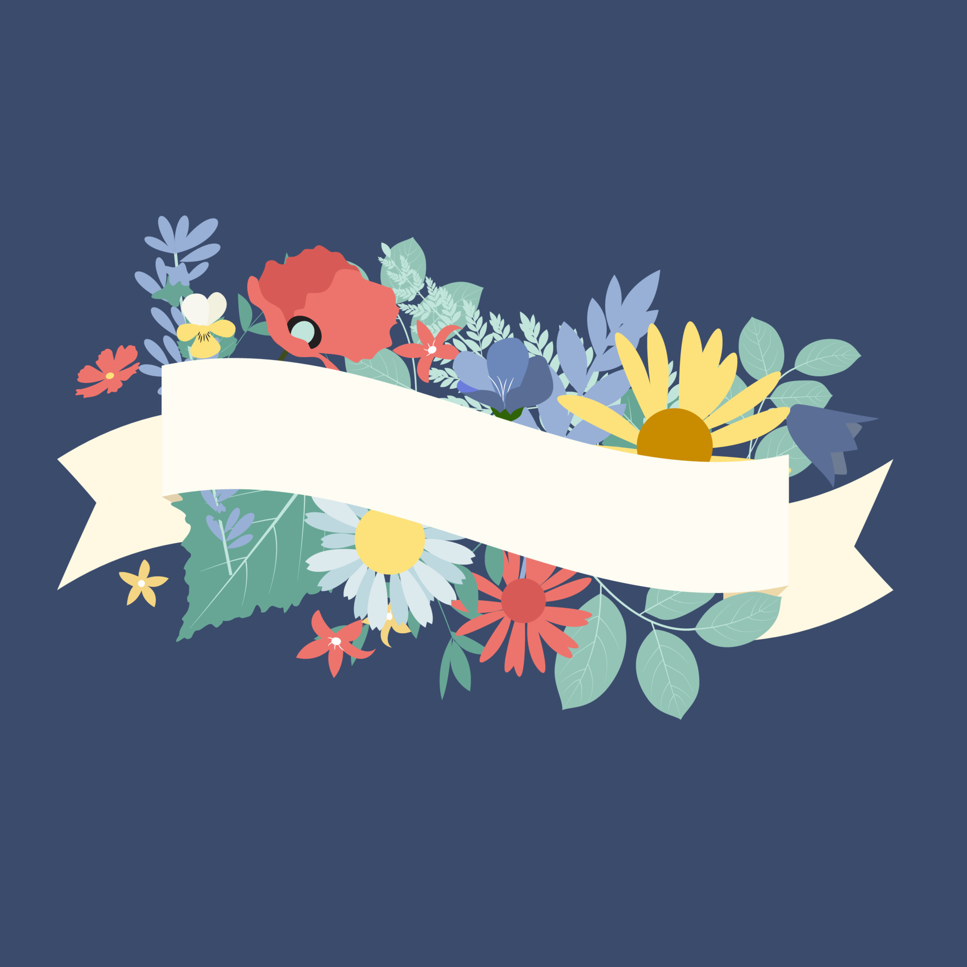 Abstract Natural Spring Background with Flowers and Leaves. Vect ...