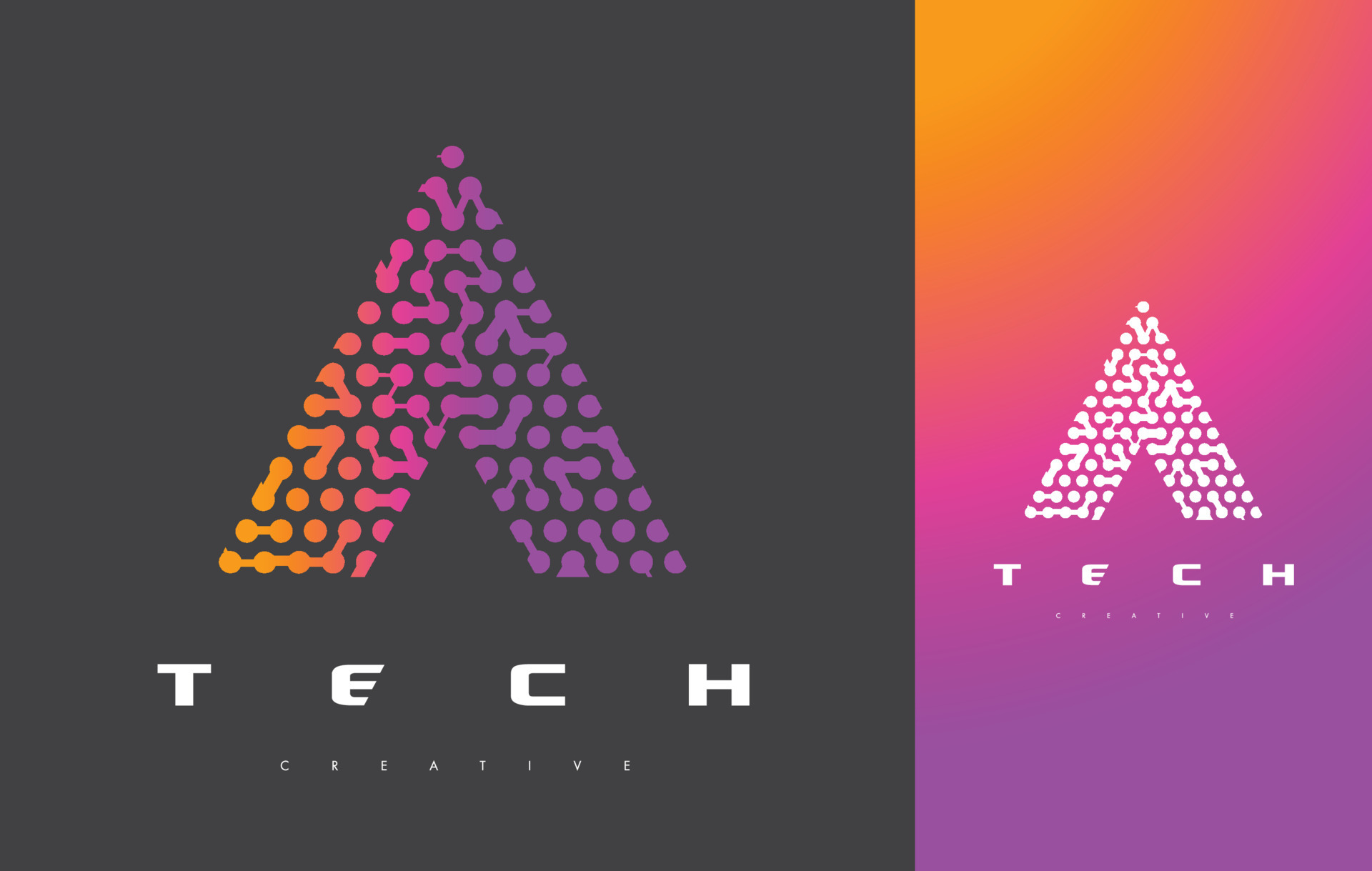 A Letter Logo Technology. Connected Dots Letter Design Vector. 4907771 ...