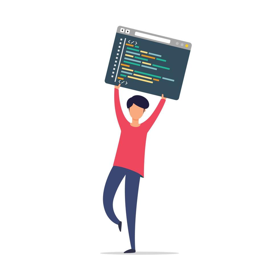 Male Web Developer Creating Program Code Development Of Software 4910823 Vector Art At Vecteezy