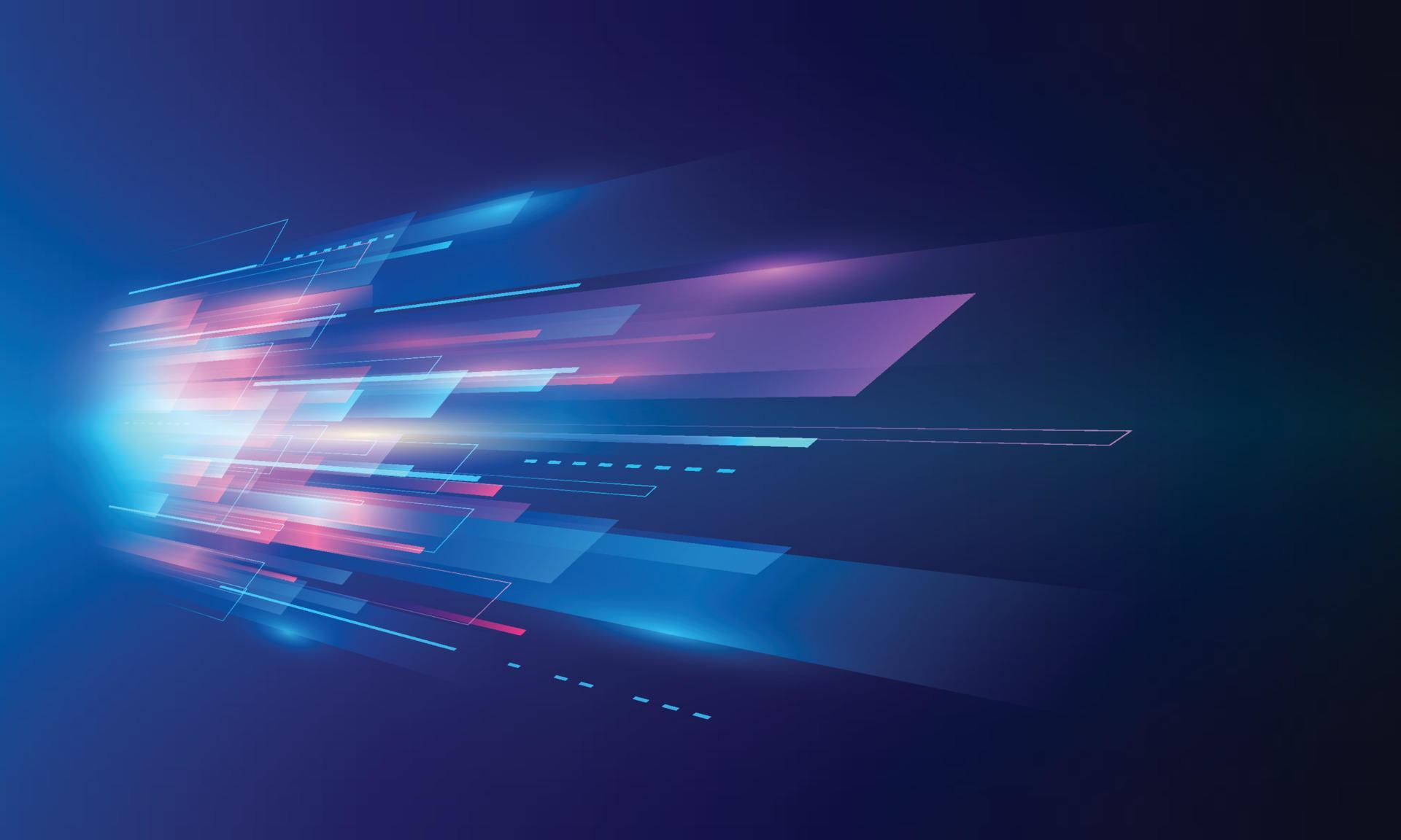 Modern abstract high speed movement. Colourful dynamic motion on blue background. Movement sport ...