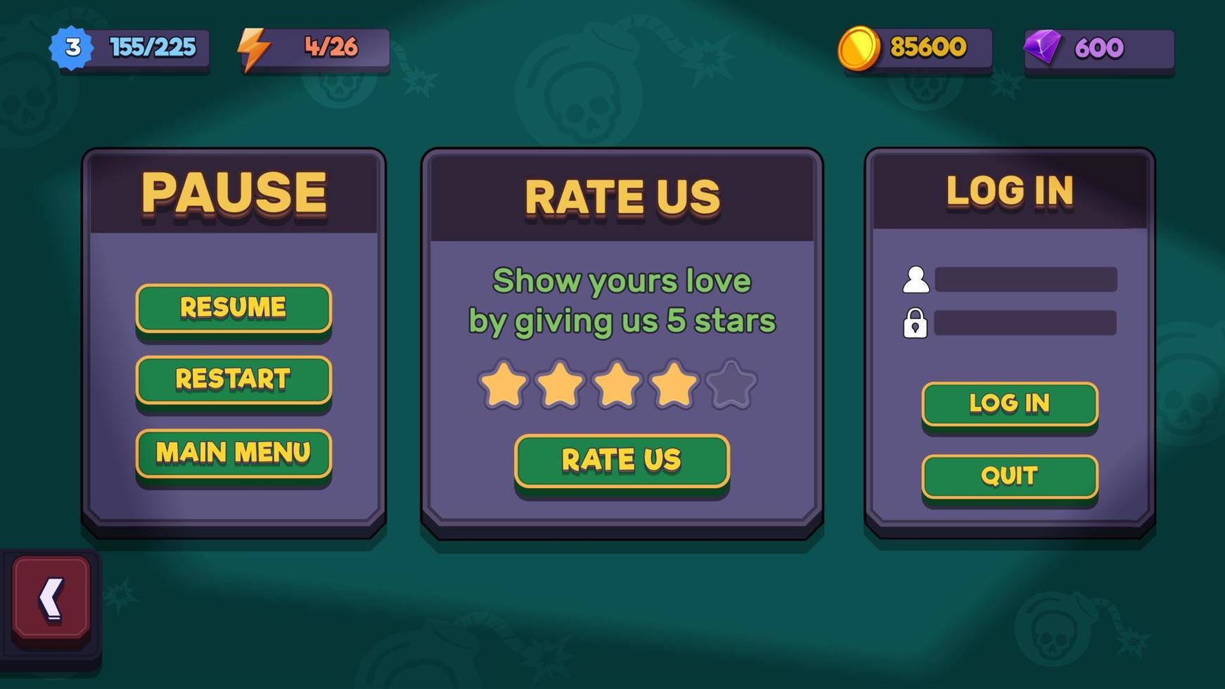 Action Game Ui Kit will Menus, pop up, screens and Game elements ... Action Game Ui Kit will Menus, pop up, screens and Game elements ...