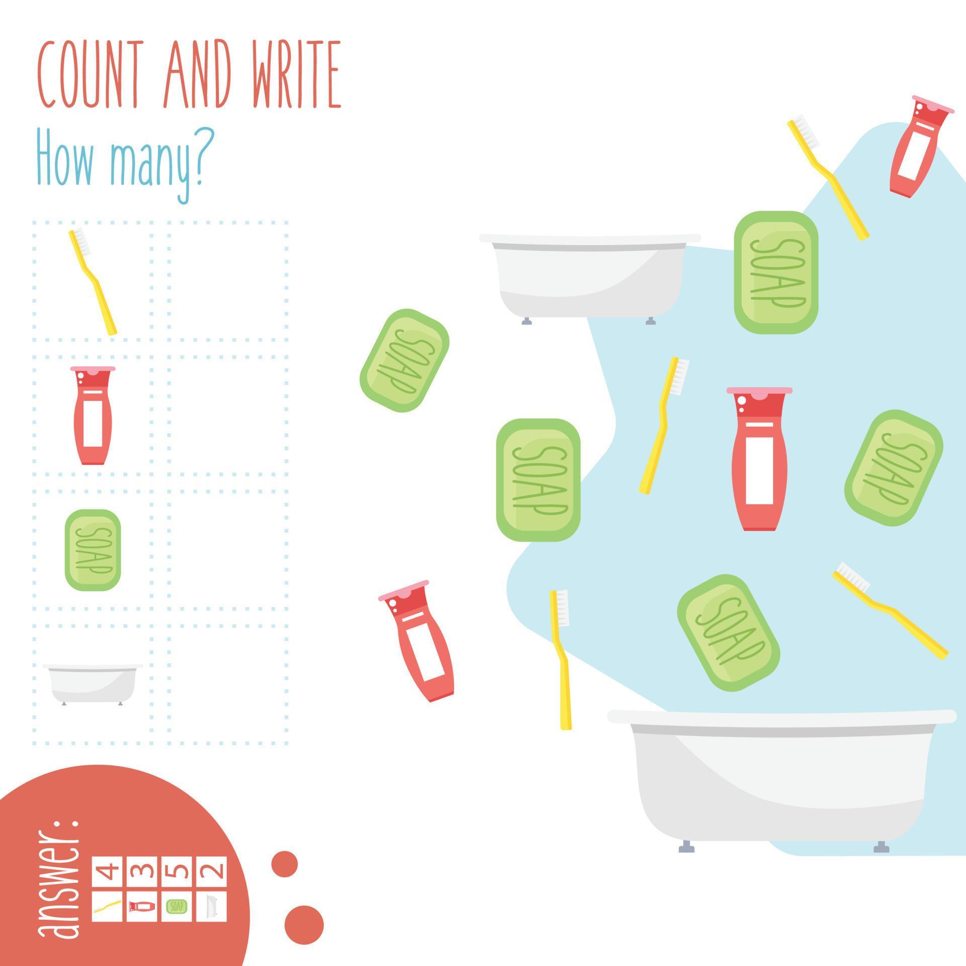 Count and write worksheet. How many 4918793 Vector Art at Vecteezy