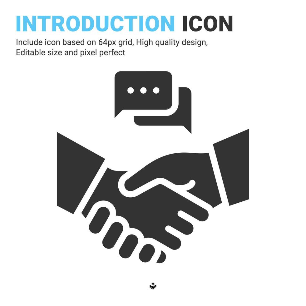 Introduction icon vector with glyph style isolated on white background ...