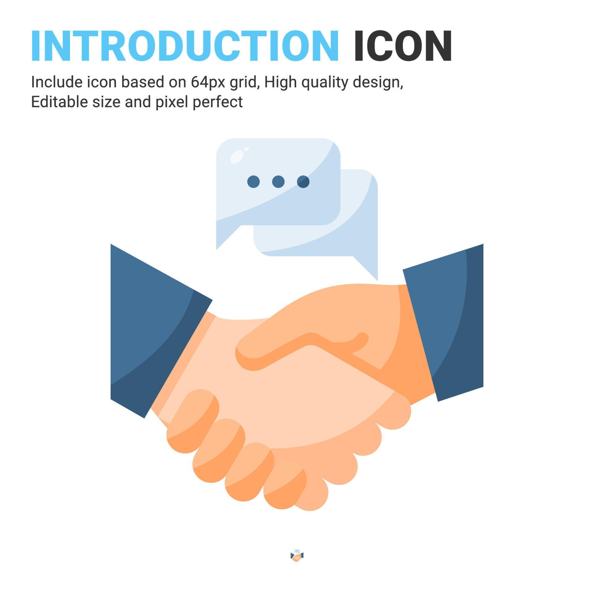 Introduction icon vector with flat color style isolated on white ...