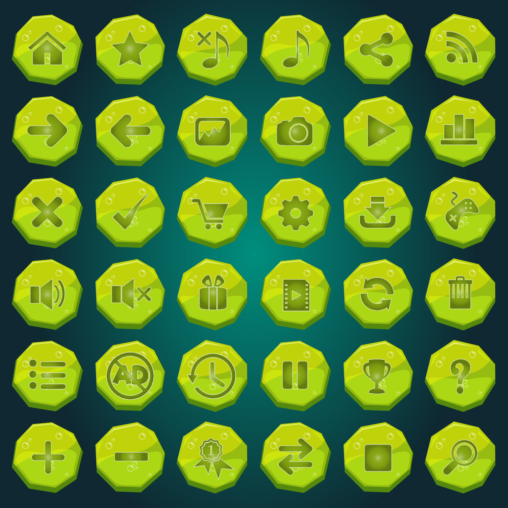 Stone Buttons Icons Set For Game Interfaces Green Light 4926223 Vector Art At Vecteezy