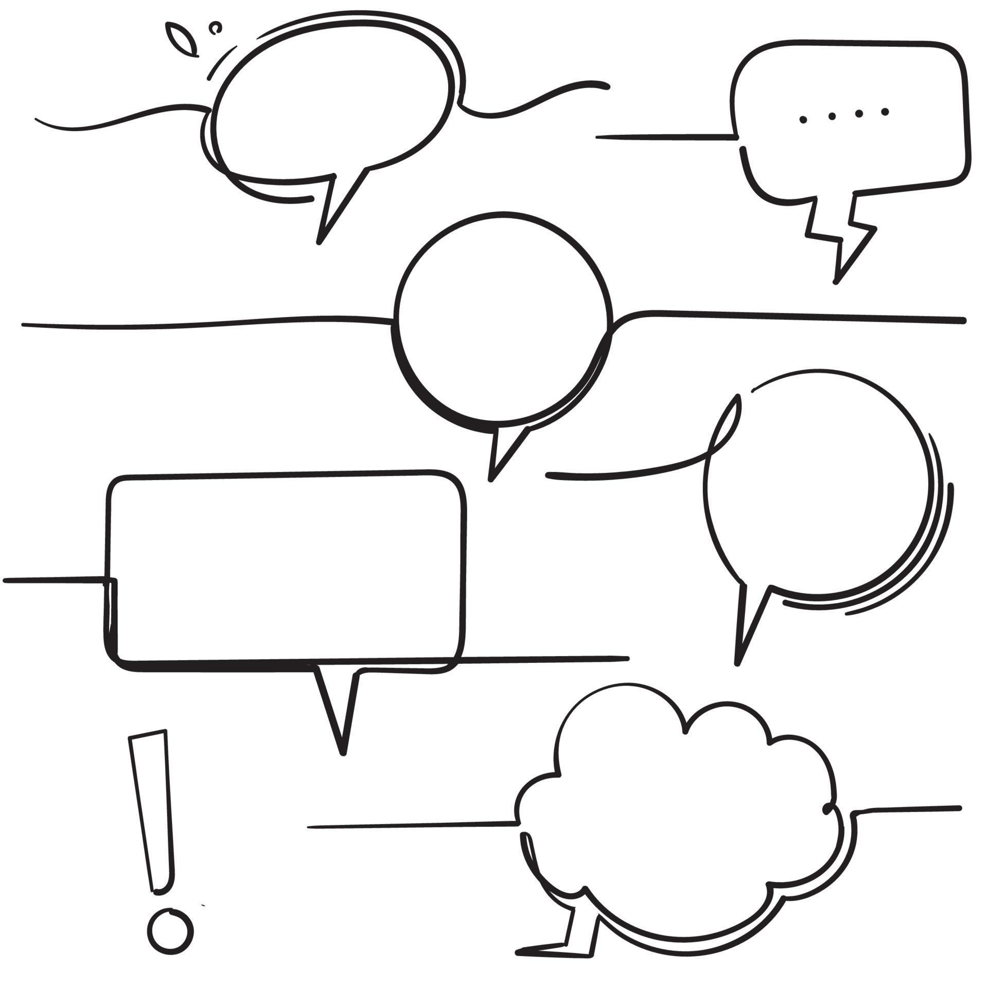 bubble speech illustration with handddrawn doodle style vector isolated ...