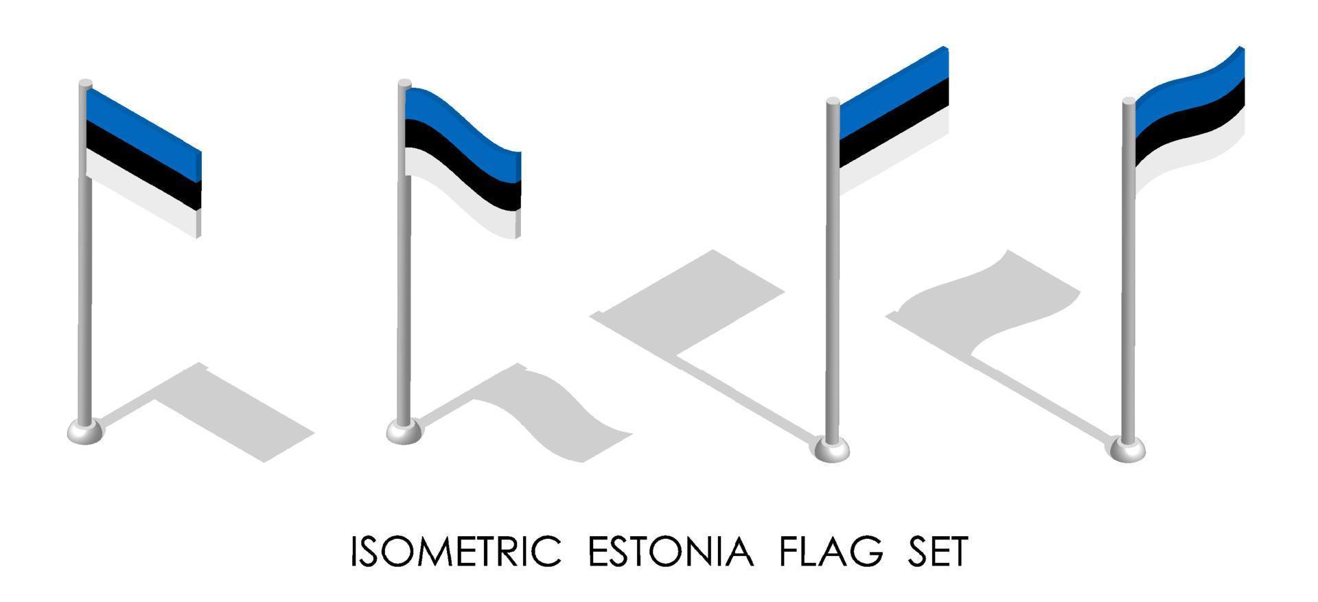 isometric flag of ESTONIA in static position and in motion on flagpole. 3d vector 4929540 Vector ...
