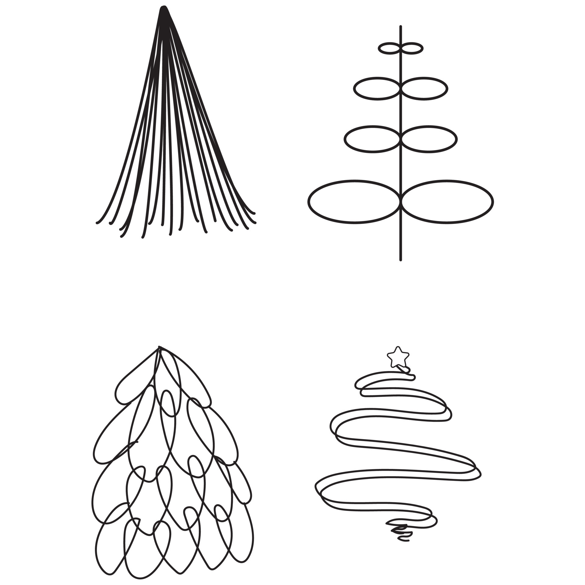 Christmas Tree Doodles Clip Art Vector Illustration HolidaysSet 4931673 ...