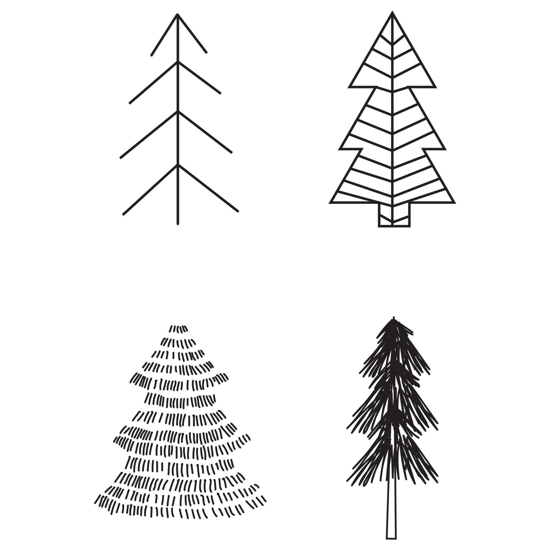 Christmas Tree Doodles Clip Art Vector Illustration HolidaysSet 4931676 ...