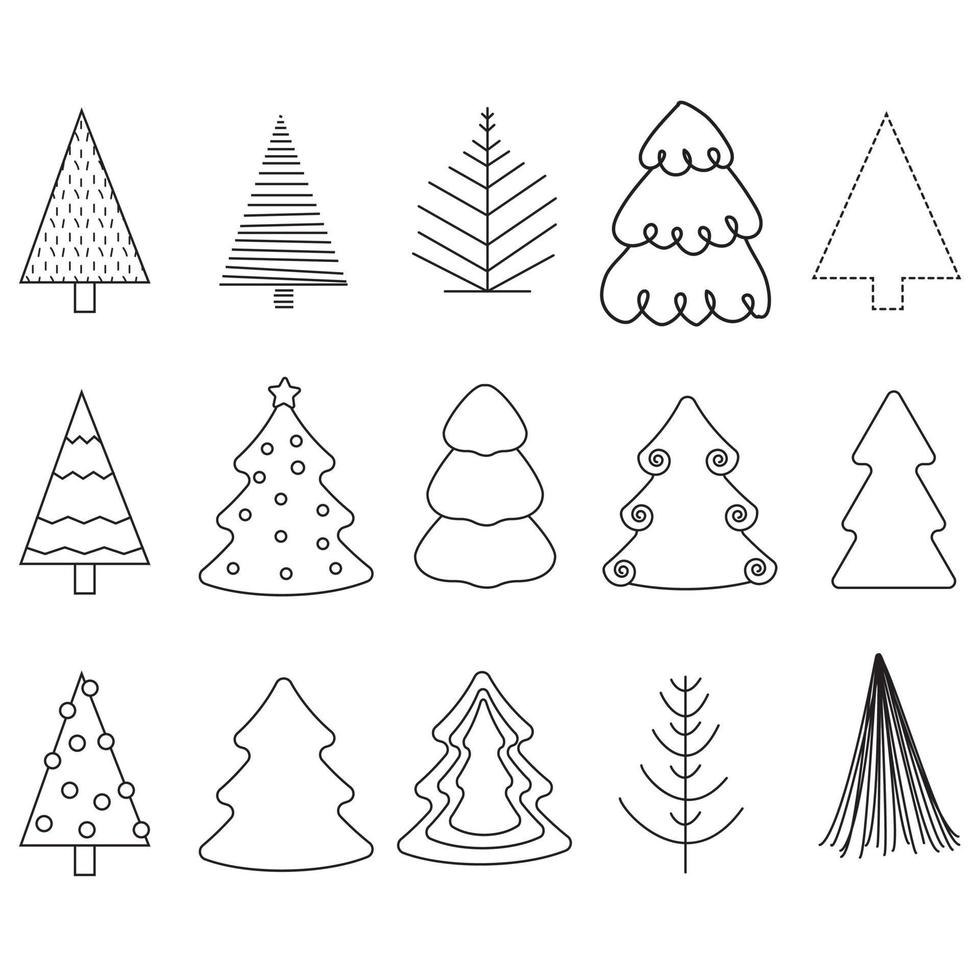 Christmas Tree Doodle Bundle Vector Illustration 4931685 Vector Art at ...