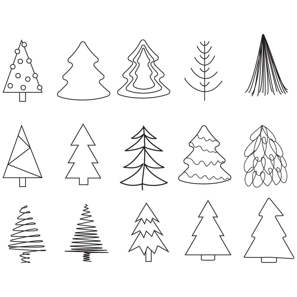 Christmas Tree Doodle Bundle Vector Illustration 4931687 Vector Art at ...
