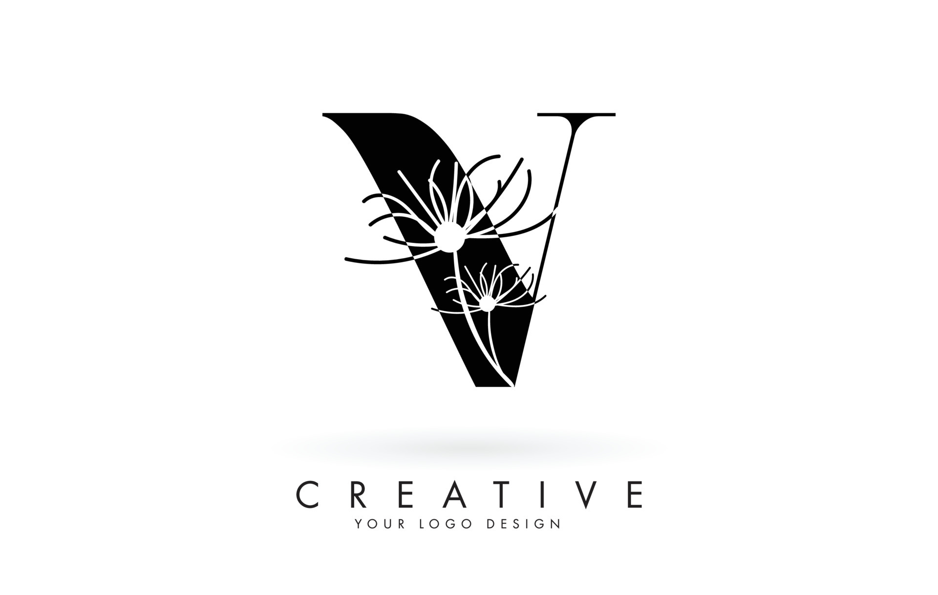 V Letter Logo Design With Elegant And Abstract Flowers Vector v-letter-logo-design-with-elegant-and-abstract-flowers-vector