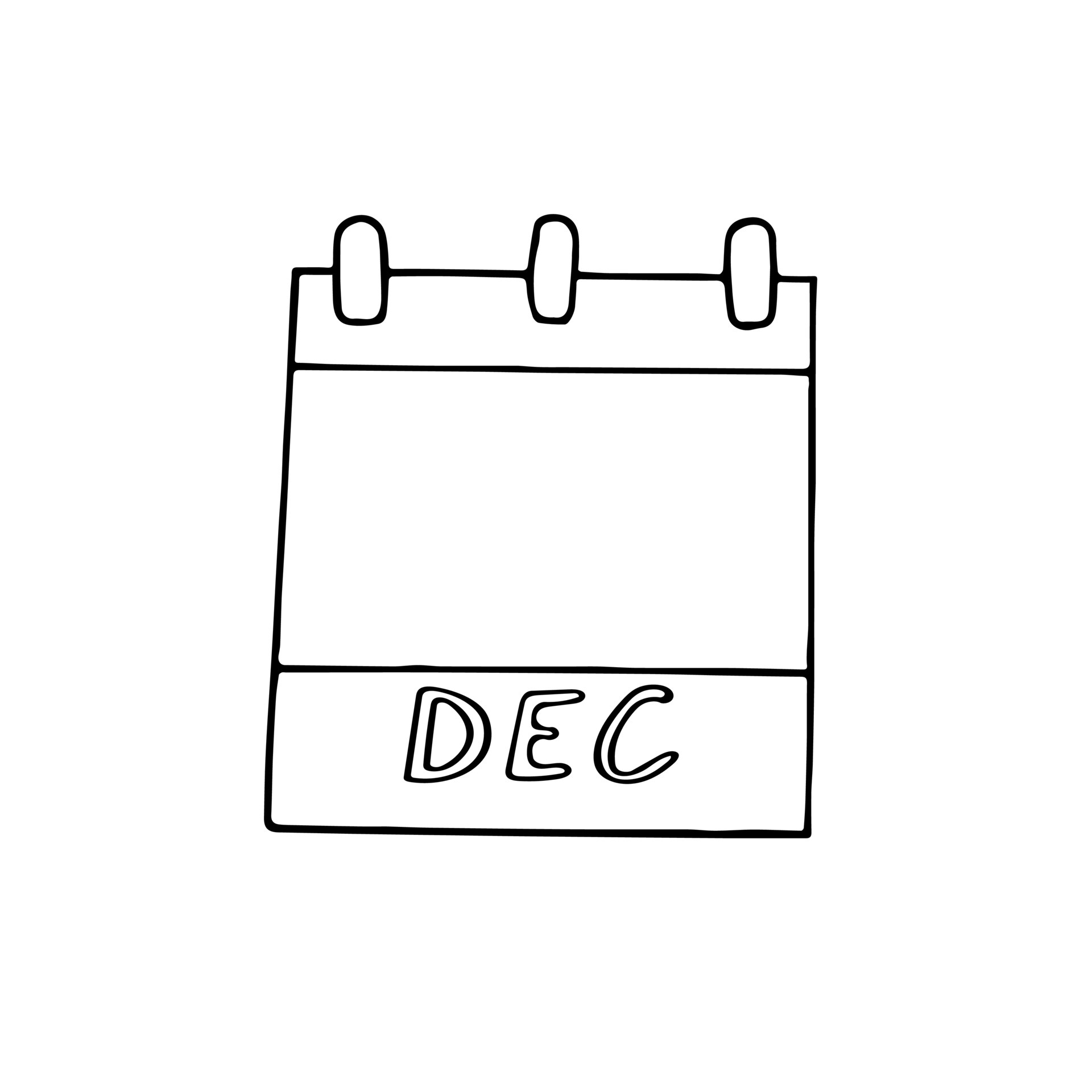 December Month Calendar Page Hand Drawn In Doodle Style Simple December Month Calendar Page Hand Drawn In Doodle Style Simple