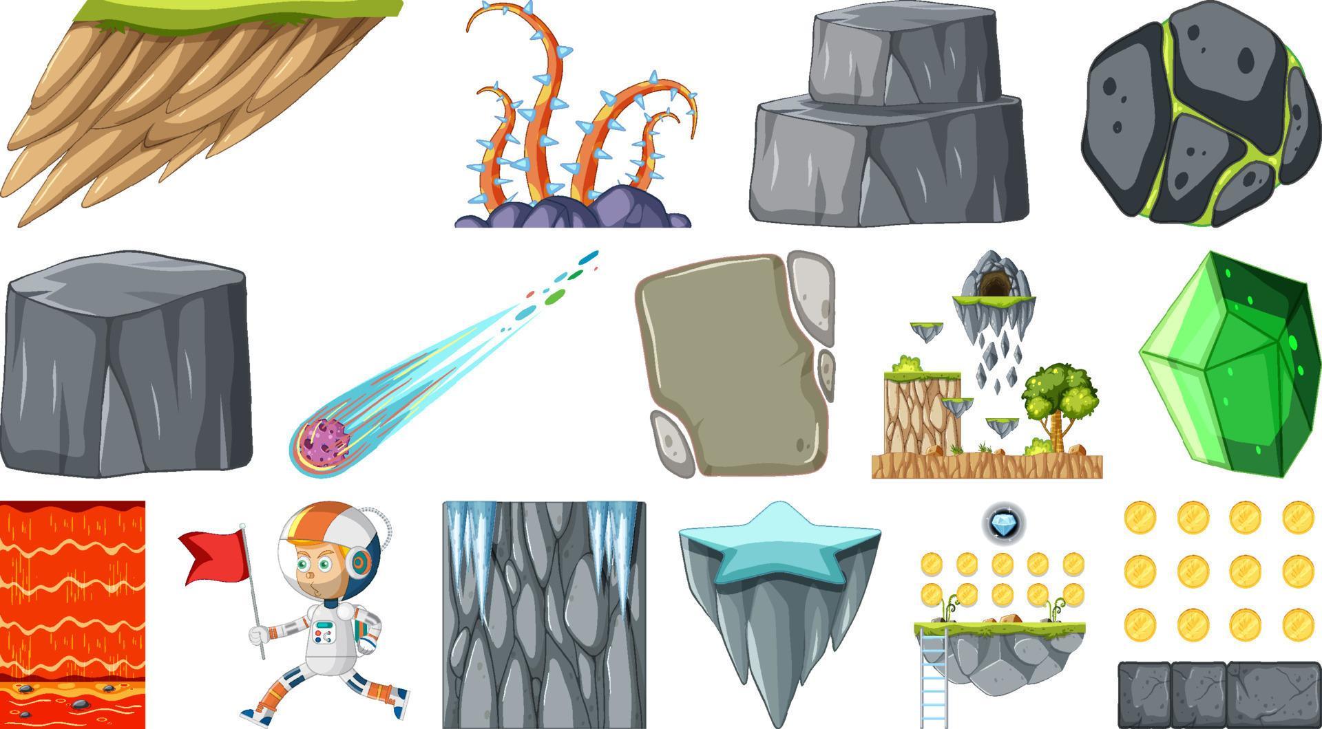 Set of isolated game objects 4934369 Vector Art at Vecteezy