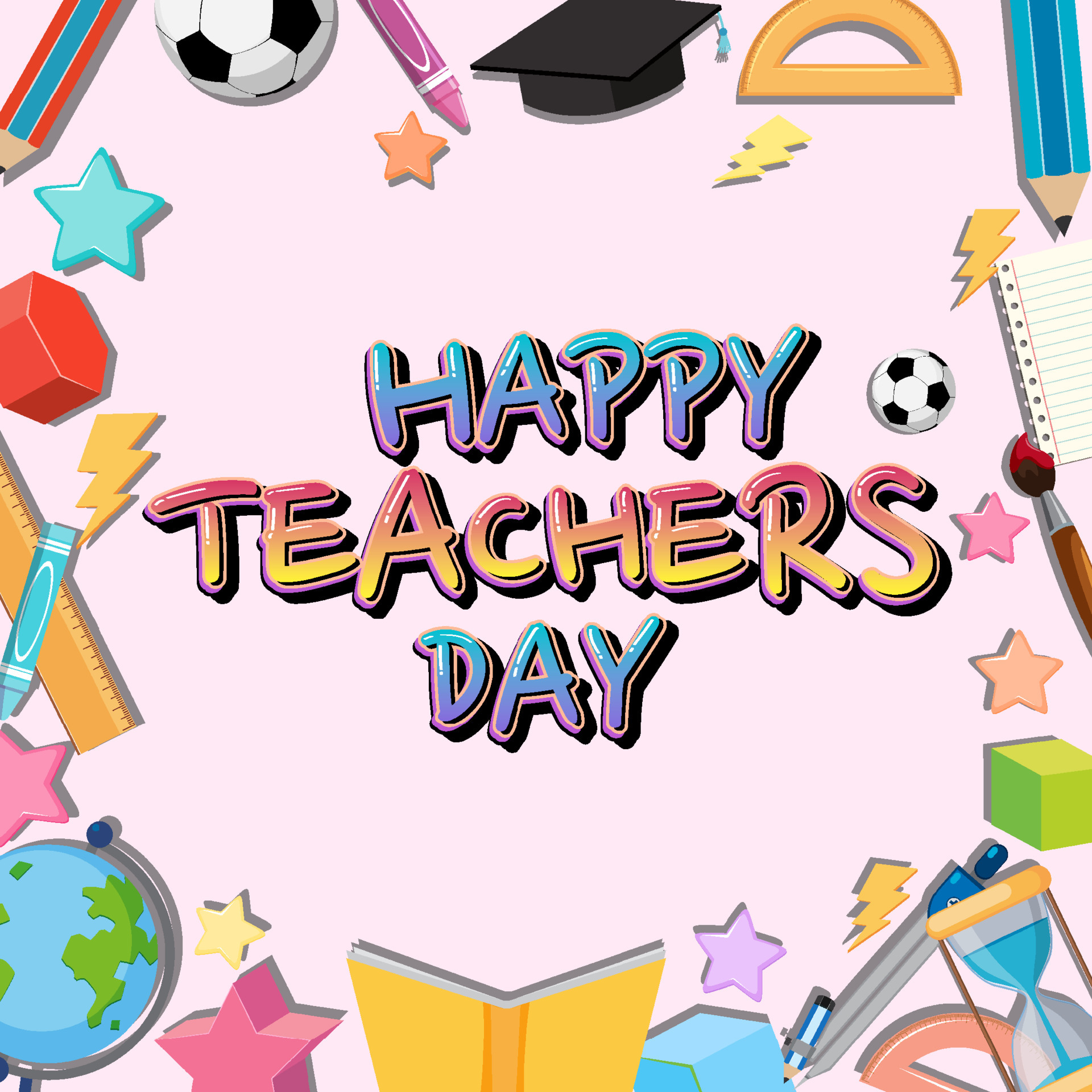 Happy Teachers Day Lettering Banner 4938269 Vector Art At Vecteezy