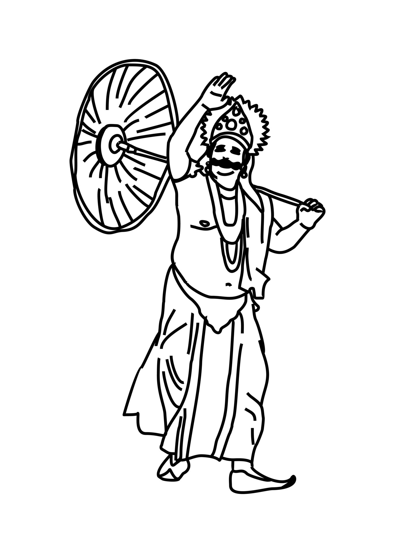 Kerala Onam Festival Mahabali Also Known Maveli Line Drawing 4942254 Vector Art At Vecteezy