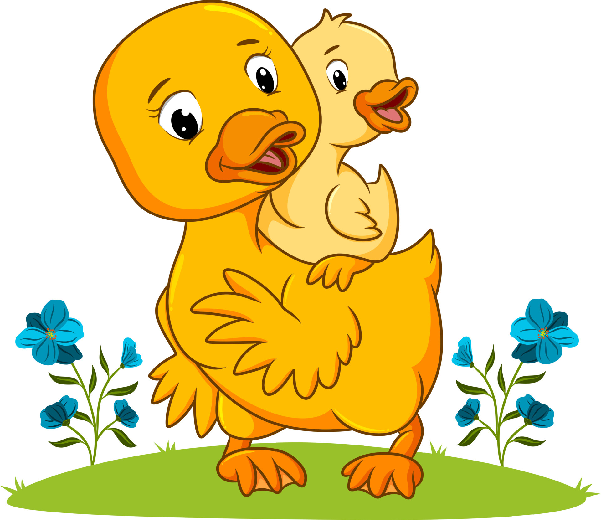 The Mother Duck Is Playing With The Duck 4944909 Vector Art At Vecteezy