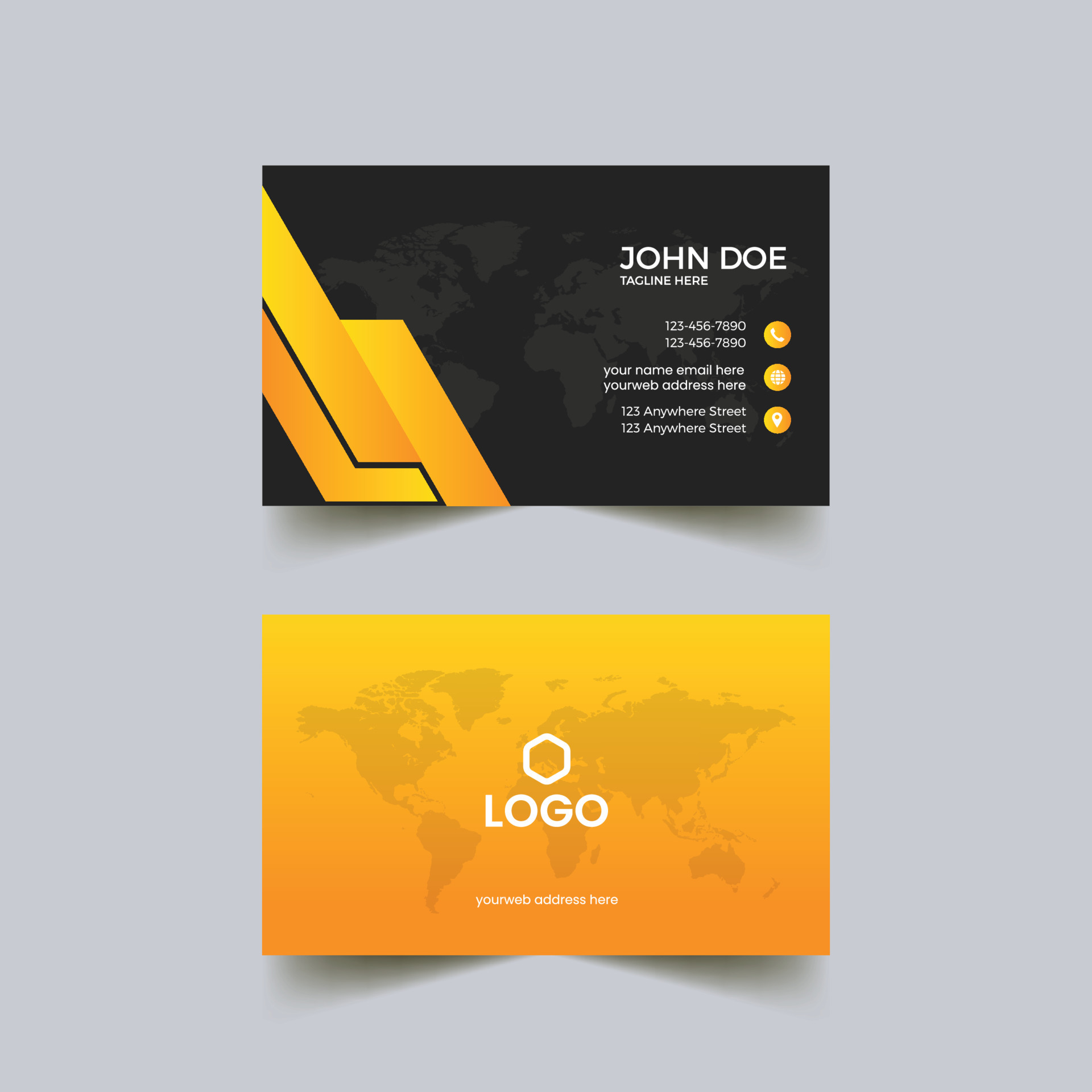 Black And Yellow Background Awesome Gradient Business Card 4949121