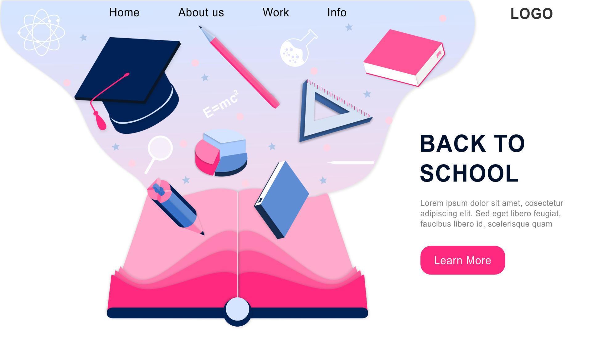 Landing page design template for back to school, studio, course, class ...