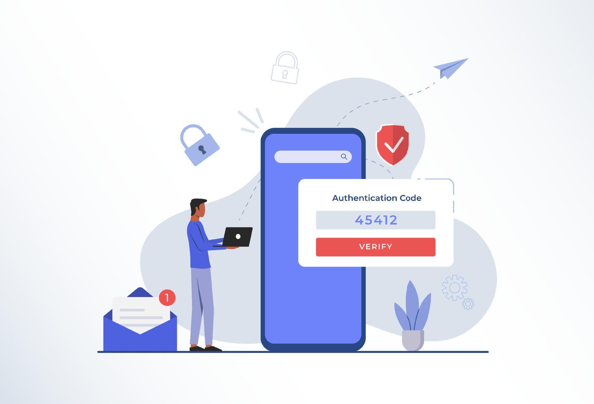 2-Step authentication illustration. Illustration for websites, landing ...