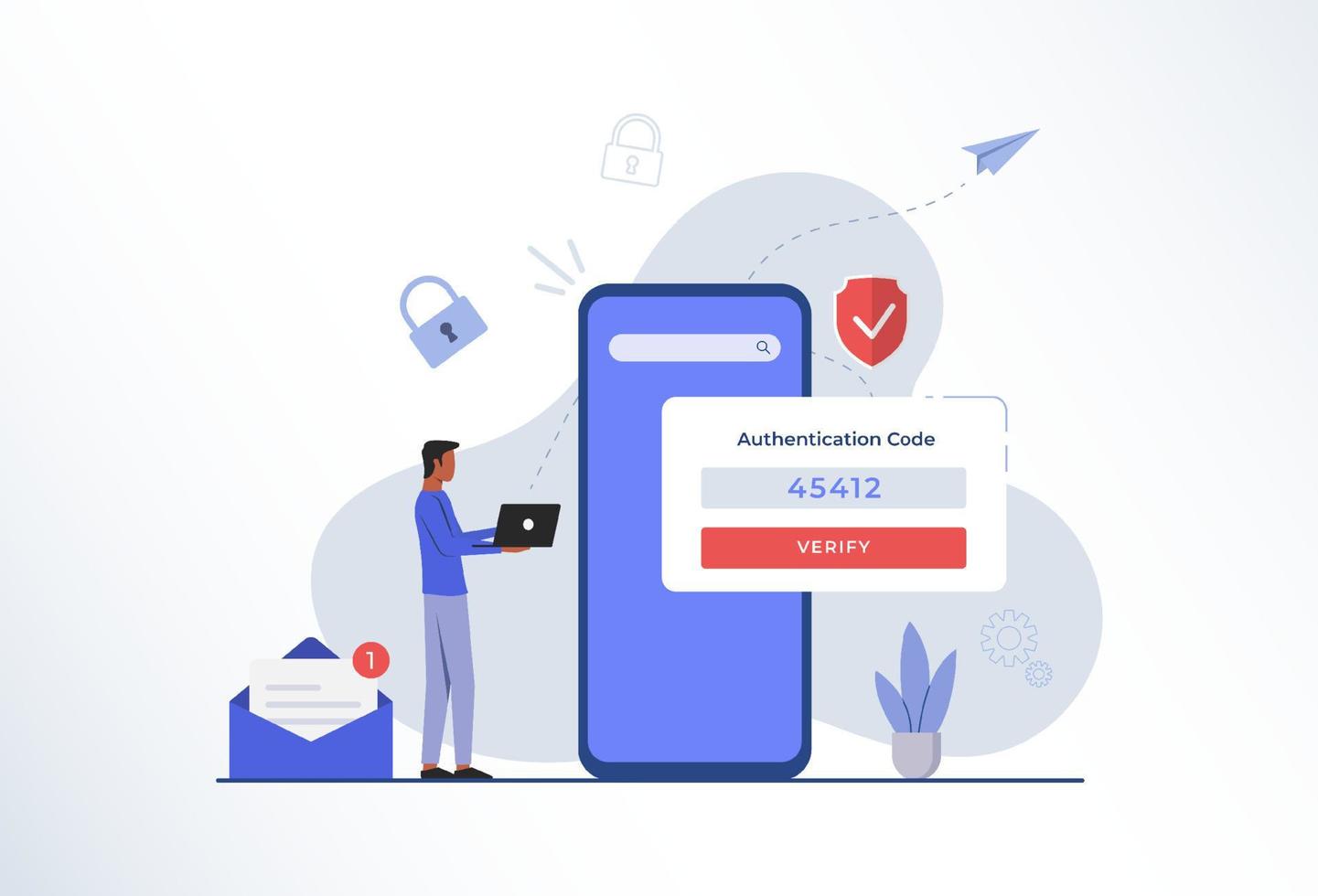 2-Step authentication illustration. Illustration for websites, landing ...
