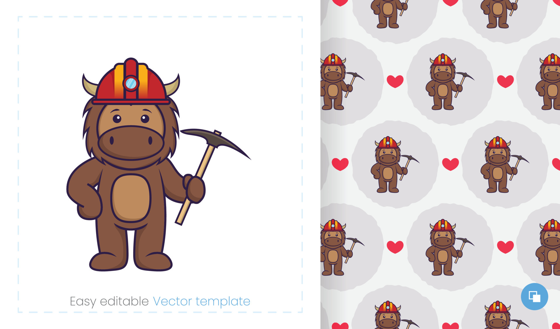 Cute Bull Mascot Character Can Be Used On Stickers Patches Textiles Paper Cloth And Others