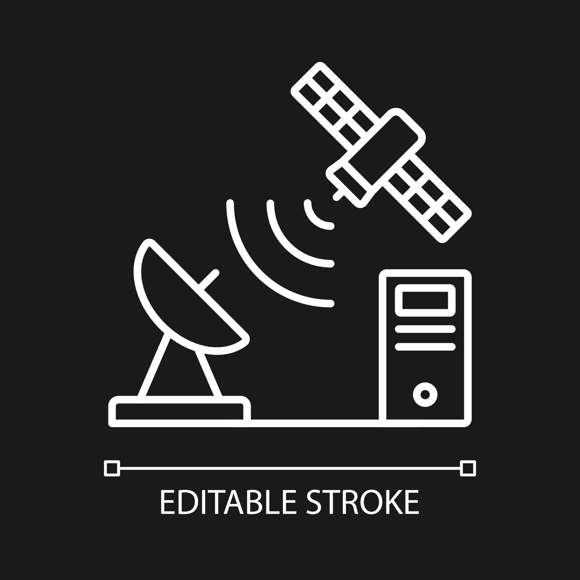 Tcp Over Satellite White Linear Icon For Dark Theme Global