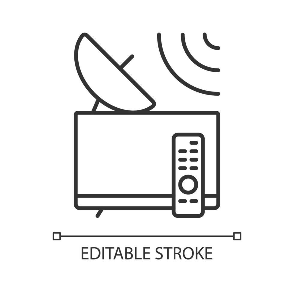 Satellite Television Linear Icon Global Telecommunications Network Connection Thin Line