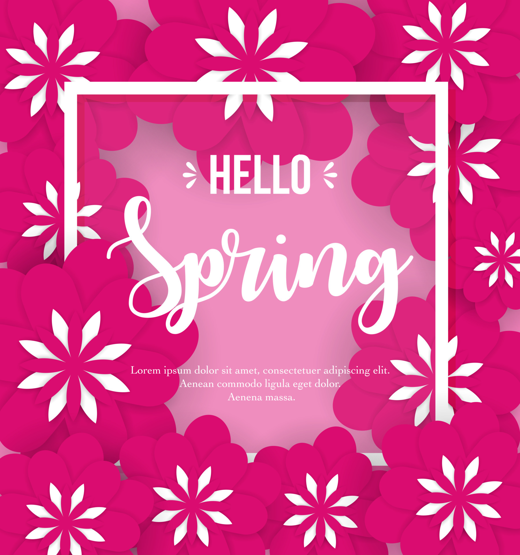 Hello Spring background with beautiful paper pink flowers 4965395 ...