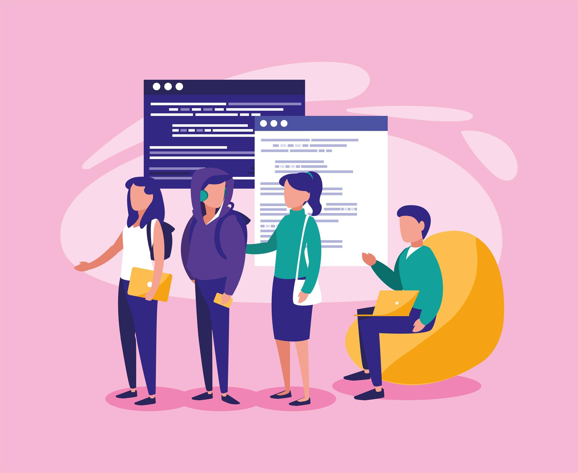 People with laptops vector design 4965632 Vector Art at Vecteezy