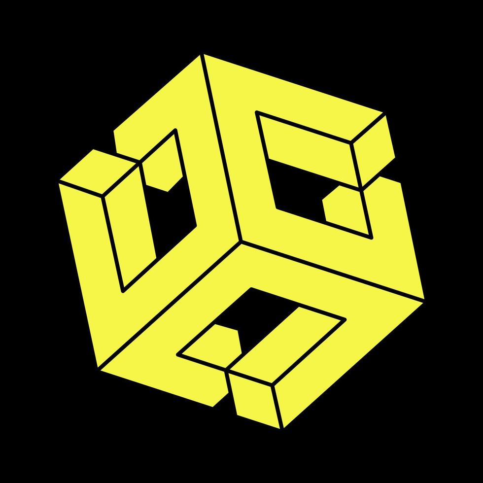 Impossible Shapes Escher Style Web Design Element Optical Illusion Object Line Design