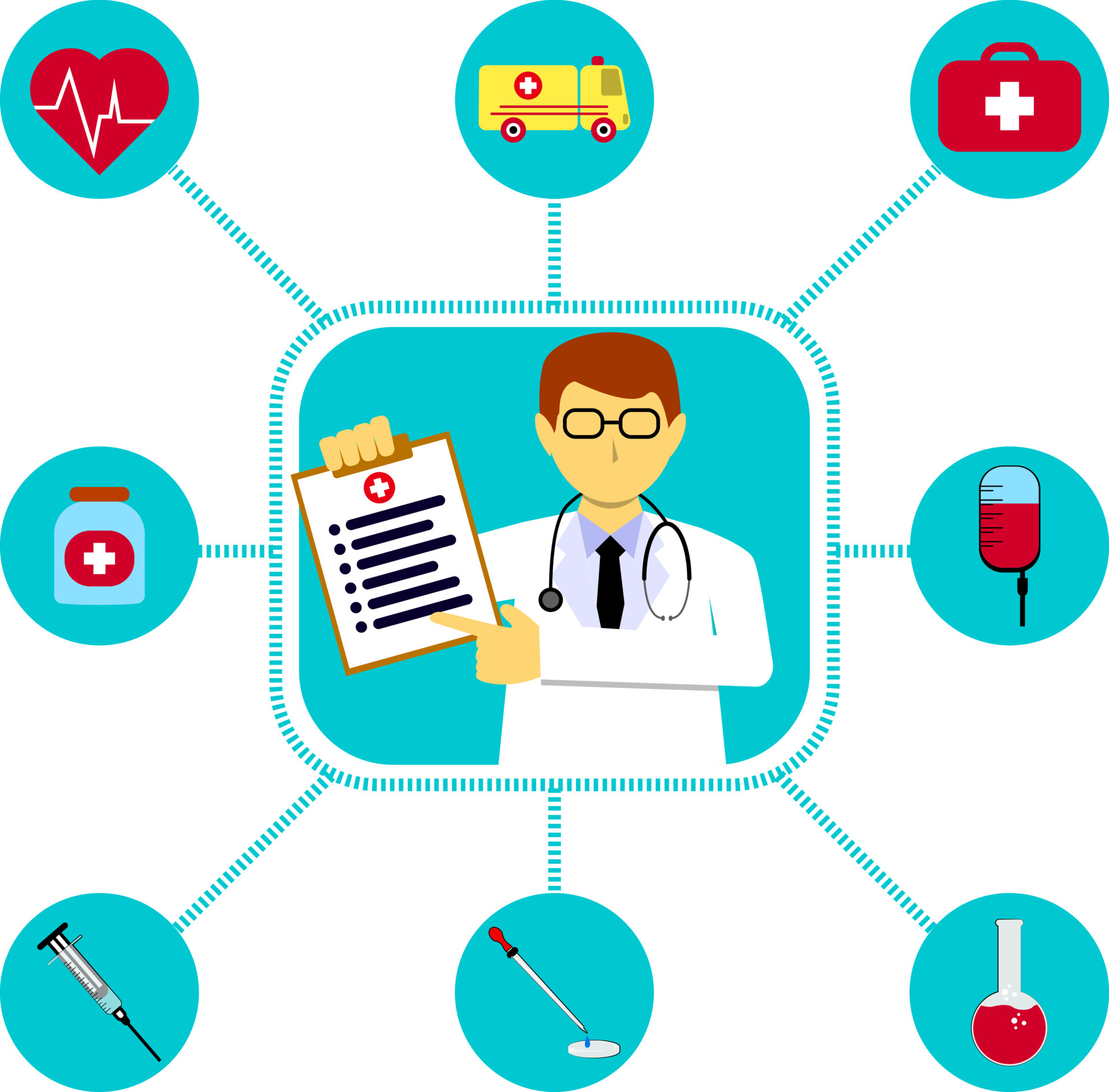 Medical Check Up With Doctor For Healthcare And Icon 4972032 Vector Art