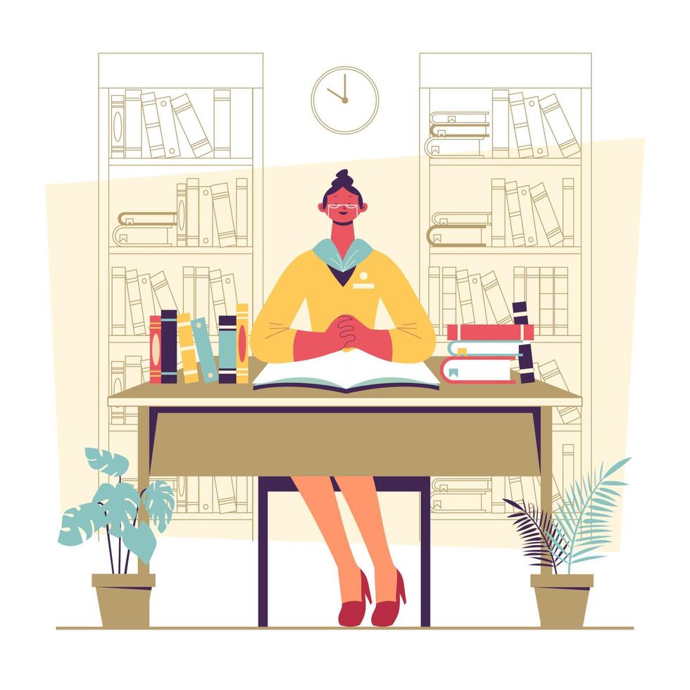 Female Librarian Concept 4972097 Vector Art at Vecteezy