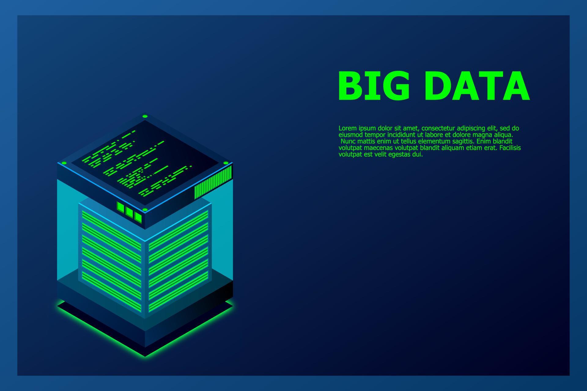 Isometric Digital Technology Web Banner. BIG DATA Machine Learning Algorithms. Analysis and ...