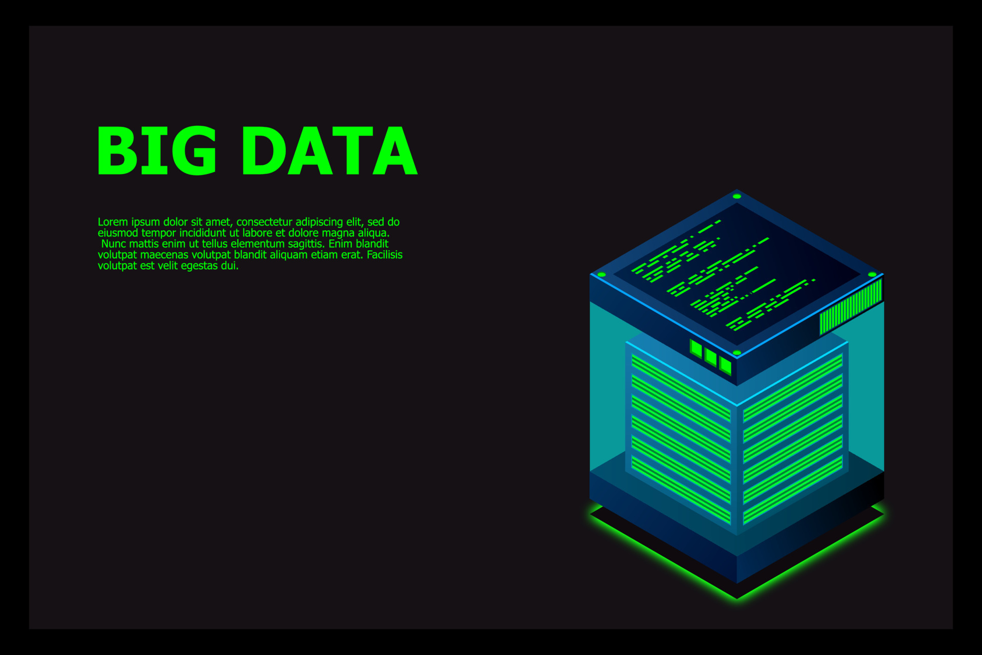 Isometric Digital Technology Web Banner. BIG DATA Machine Learning ...