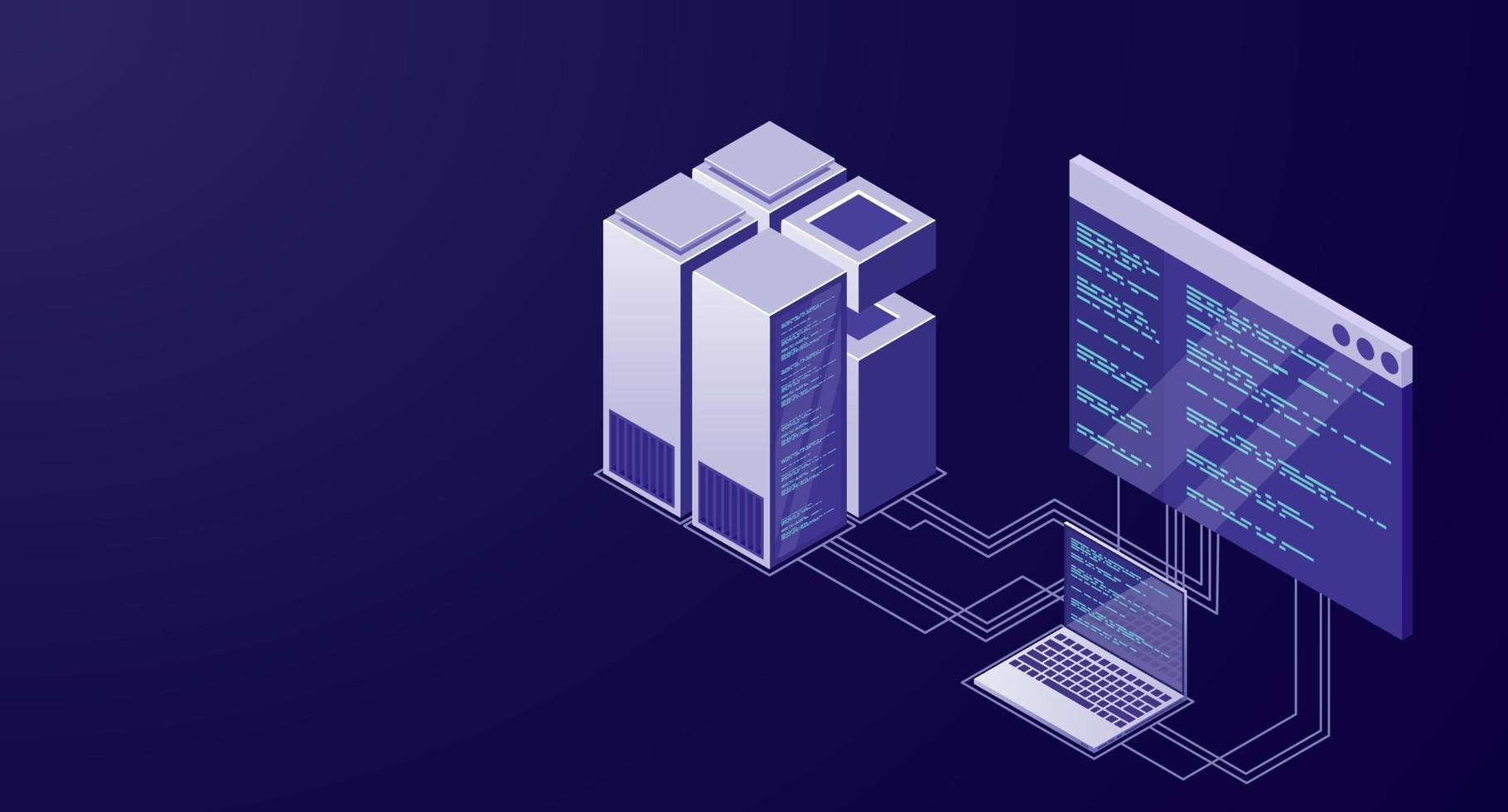Isometric servers vector design. Isometric Data center. Data center ...