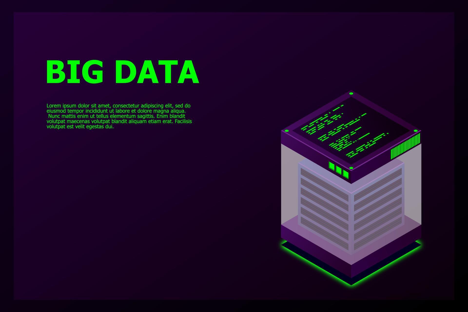 Isometric Digital Technology Web Banner. BIG DATA Machine Learning ...