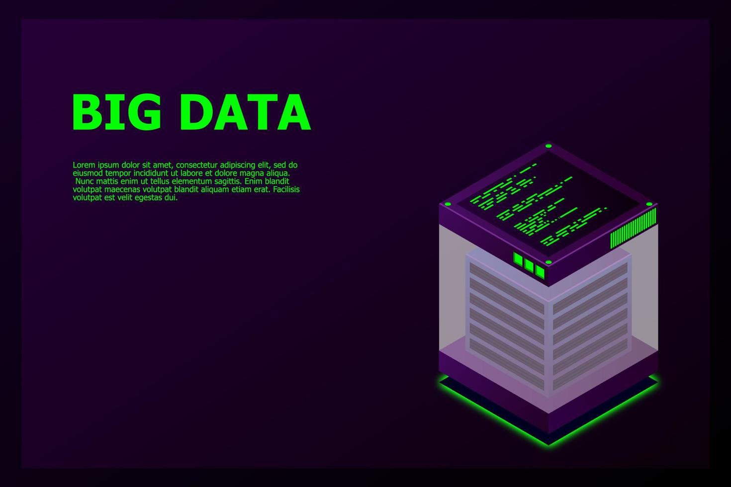Isometric Digital Technology Web Banner. BIG DATA Machine Learning Algorithms. Analysis and ...