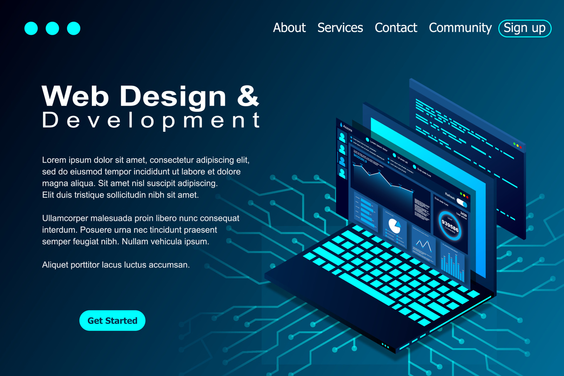 Web design and development vector isometric illustrations. web design ...