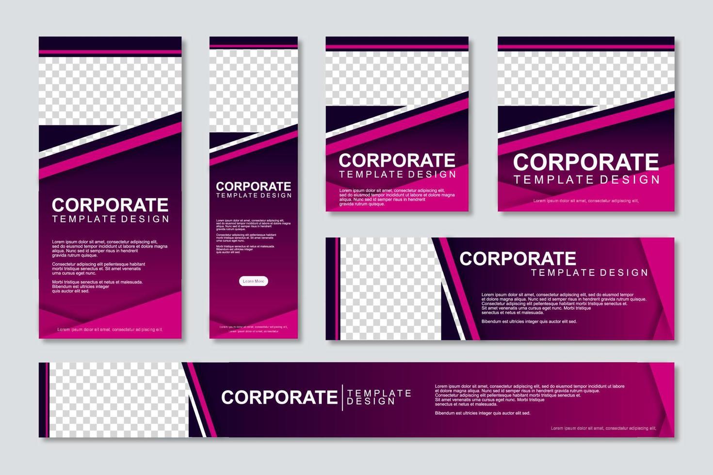 Set of modern web banners template design with a place for photos ...