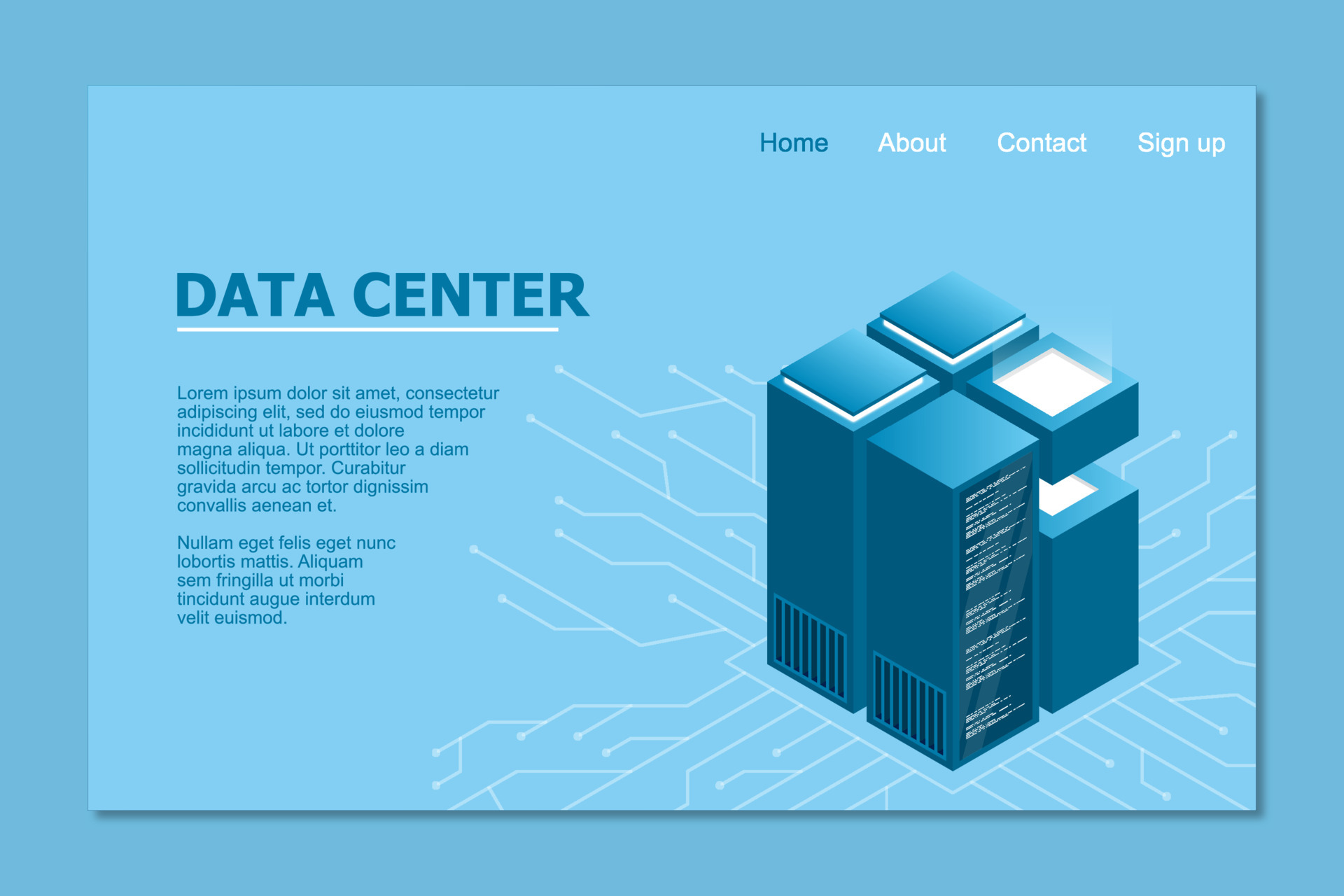 Concept of big data processing center. Isometric Data center. Isometric ...