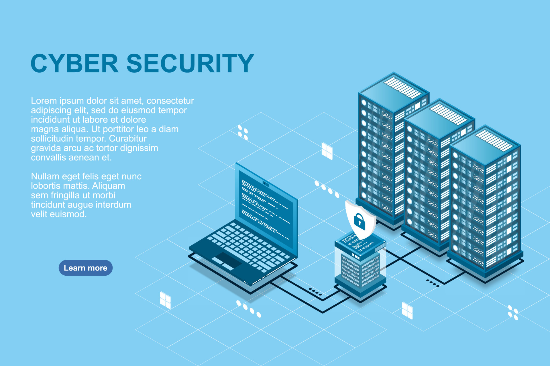 Network Cyber Security Isometric Vector Illustration Online Server