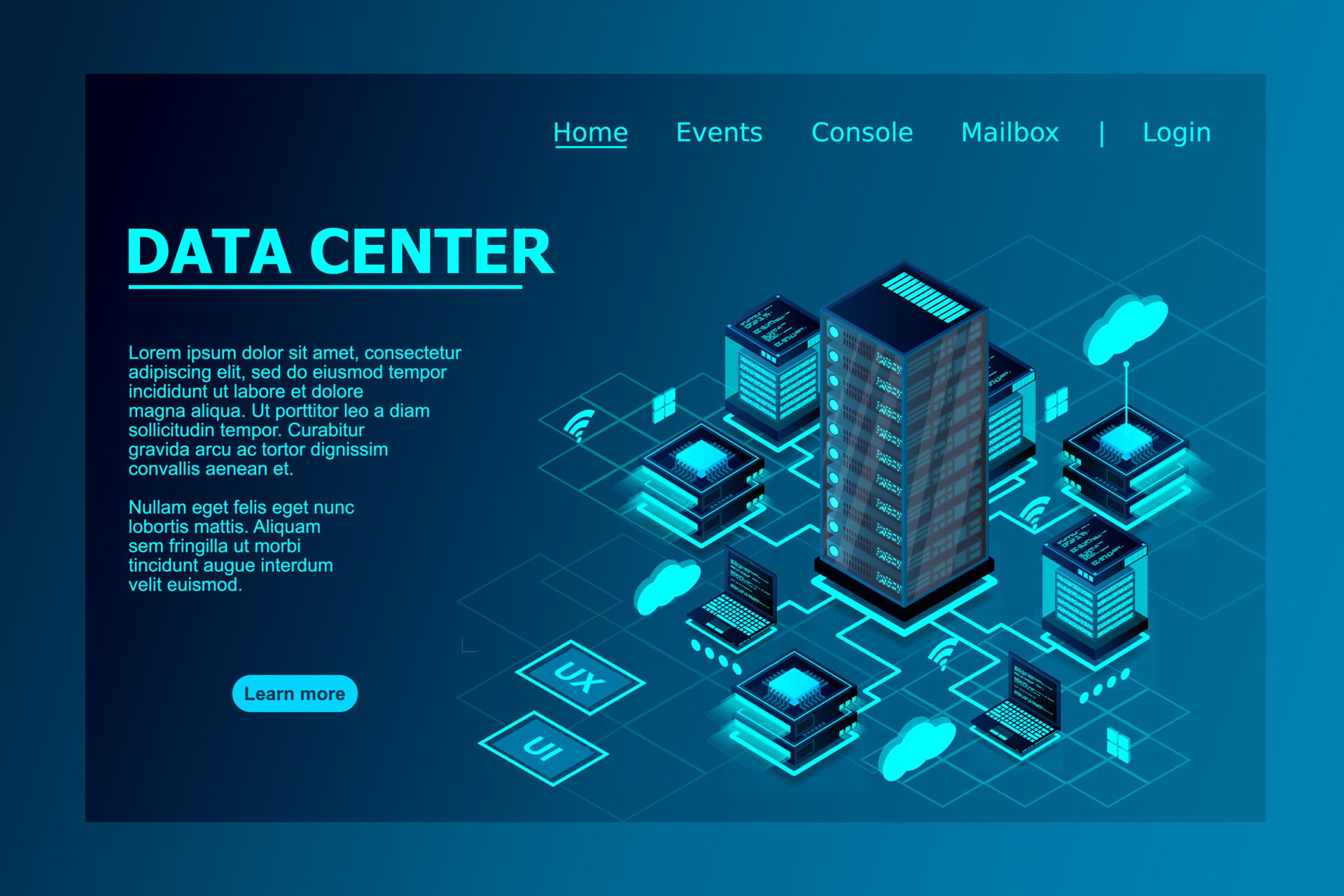 Concept of data network management . Vector isometric map with business ...