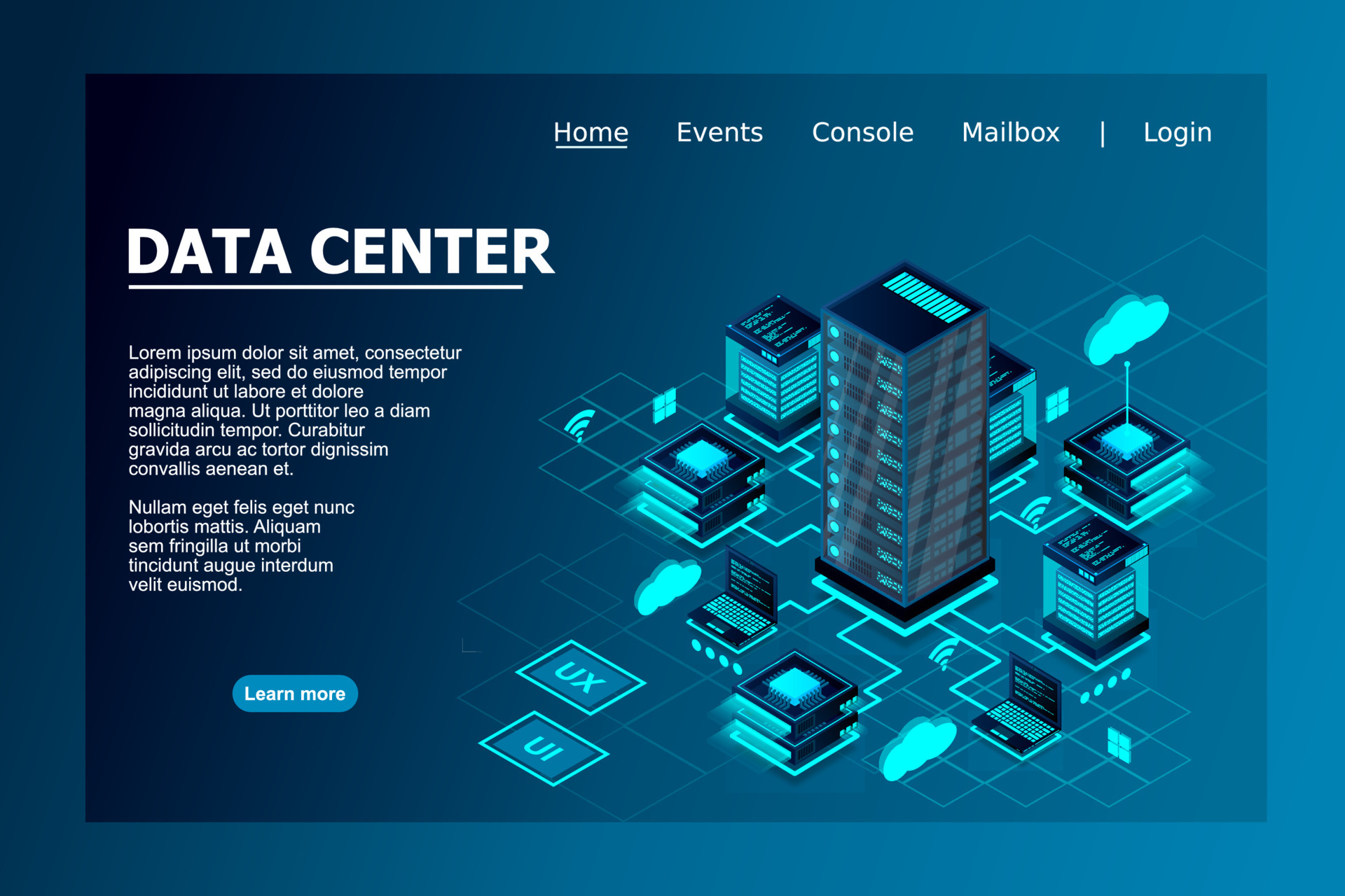 Concept Of Data Network Management Vector Isometric Map With Business Networking Servers