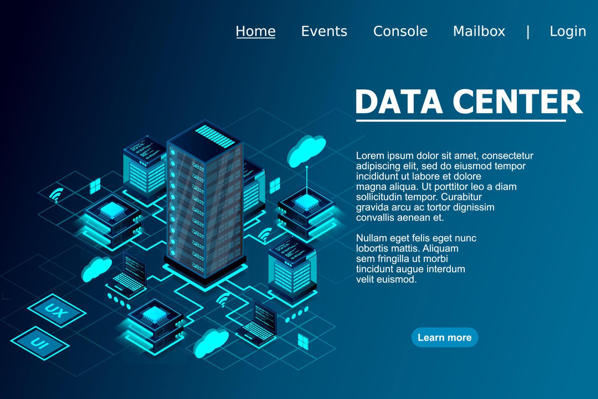 Concept of data network management . Vector isometric map with business ...