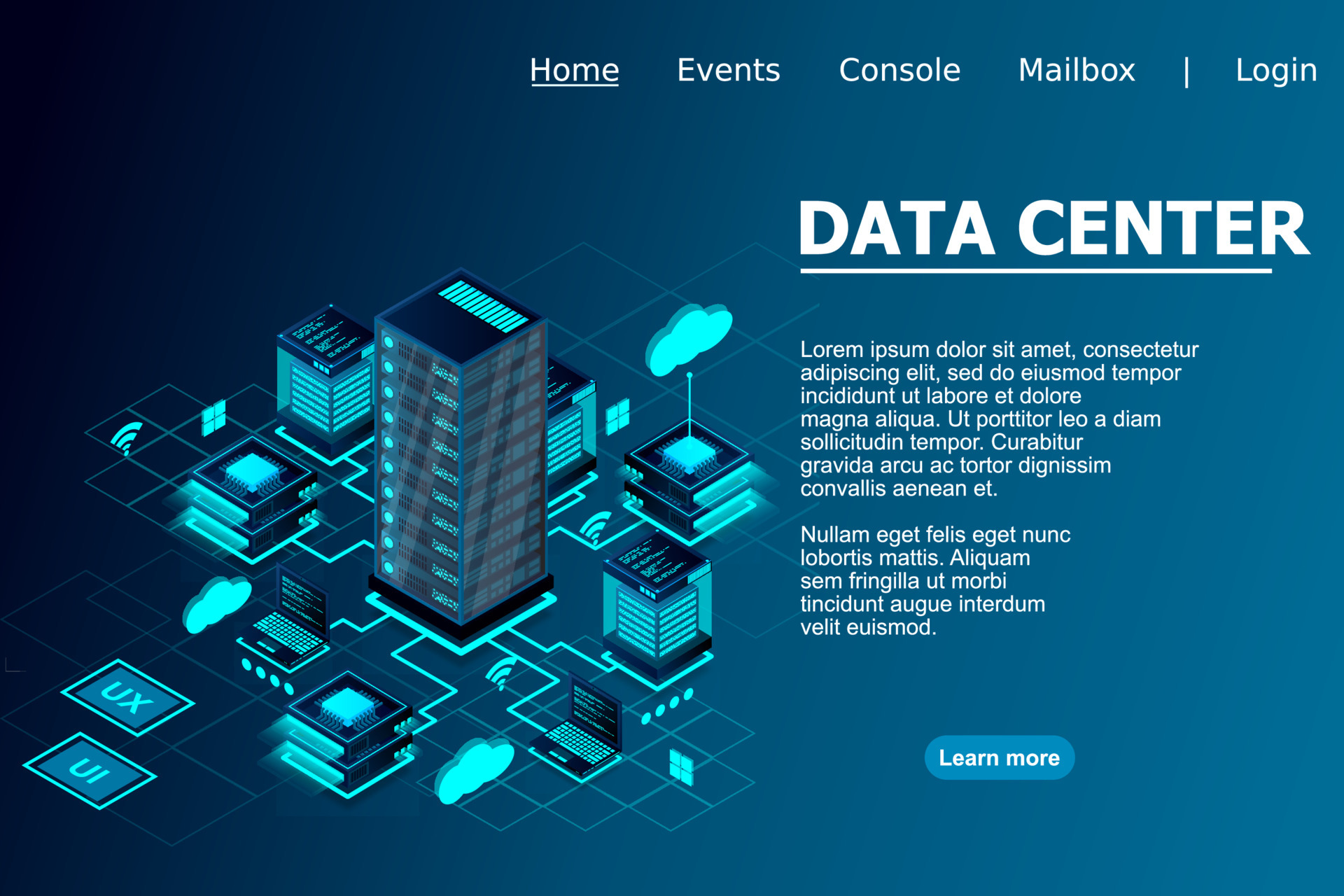 Concept of data network management . Vector isometric map with business ...