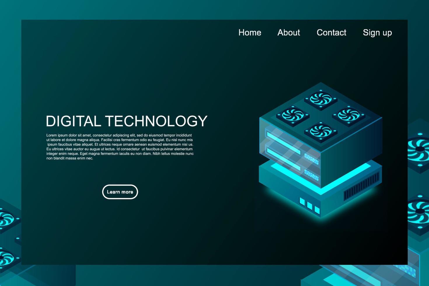 Concept of big data processing center, machine learning, cloud database, station of future, data ...