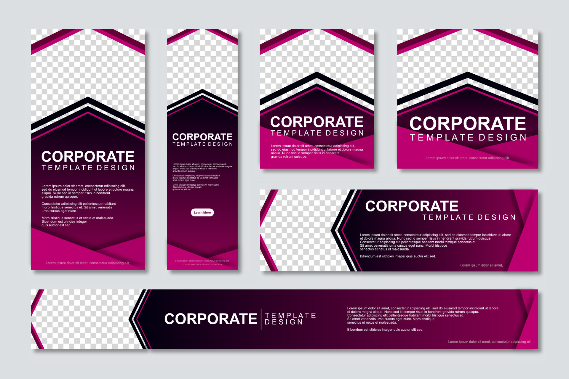 Set of modern web banners template design with a place for photos ...