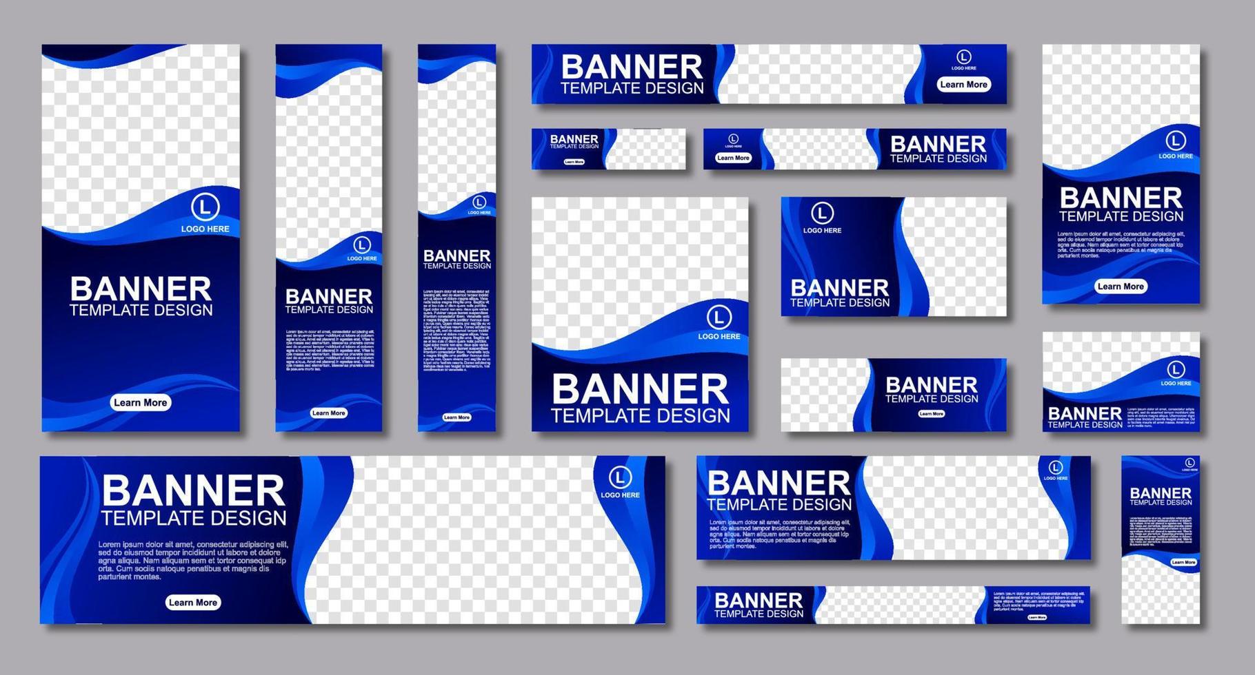 Set of modern web banners template design with a place for photos ...