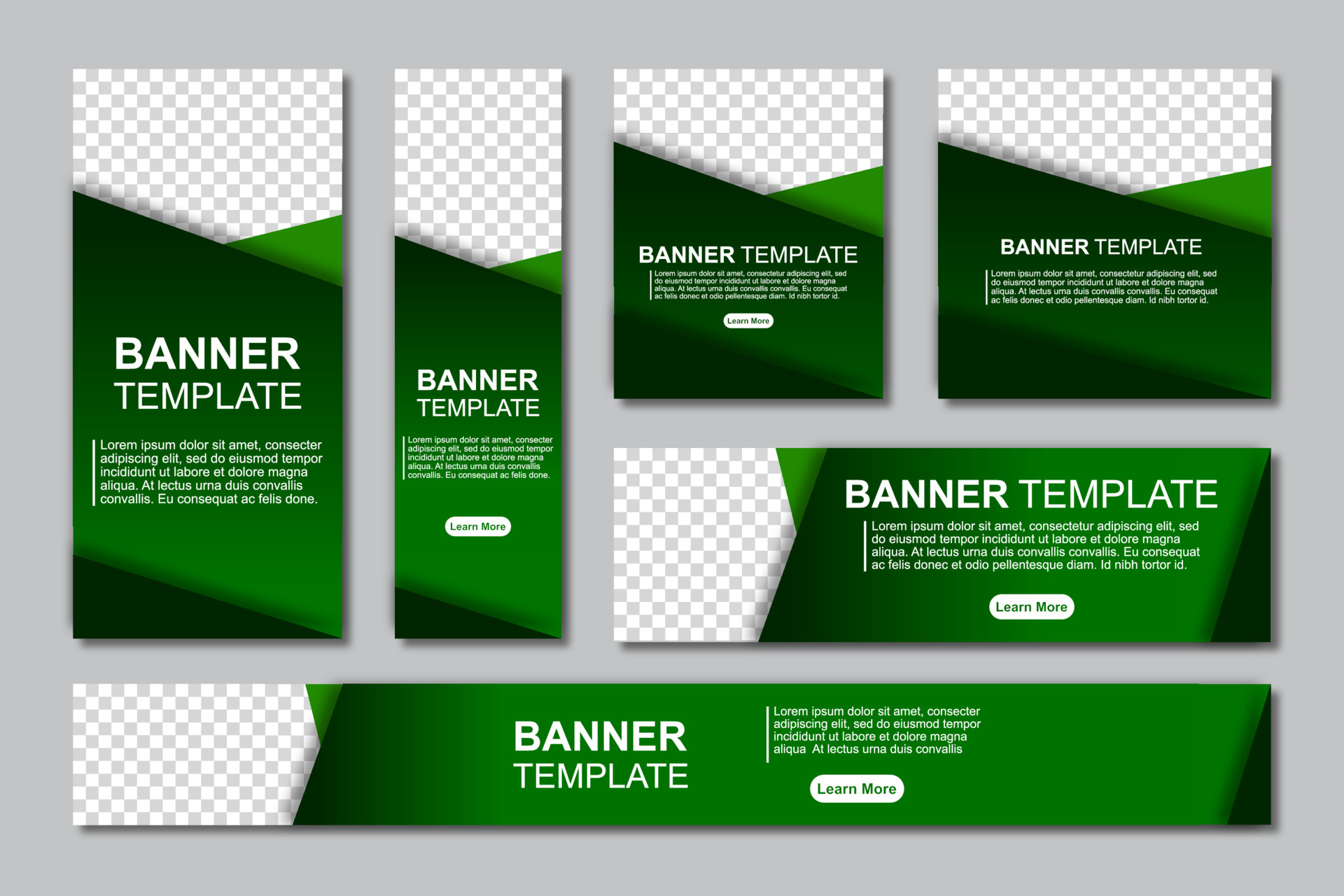 Set of modern web banners template design with a place for photos ...